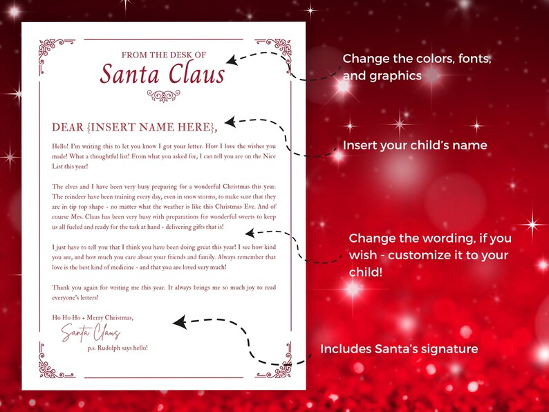 Editable Letter From Santa Instant Download Customizable Template Cute ...