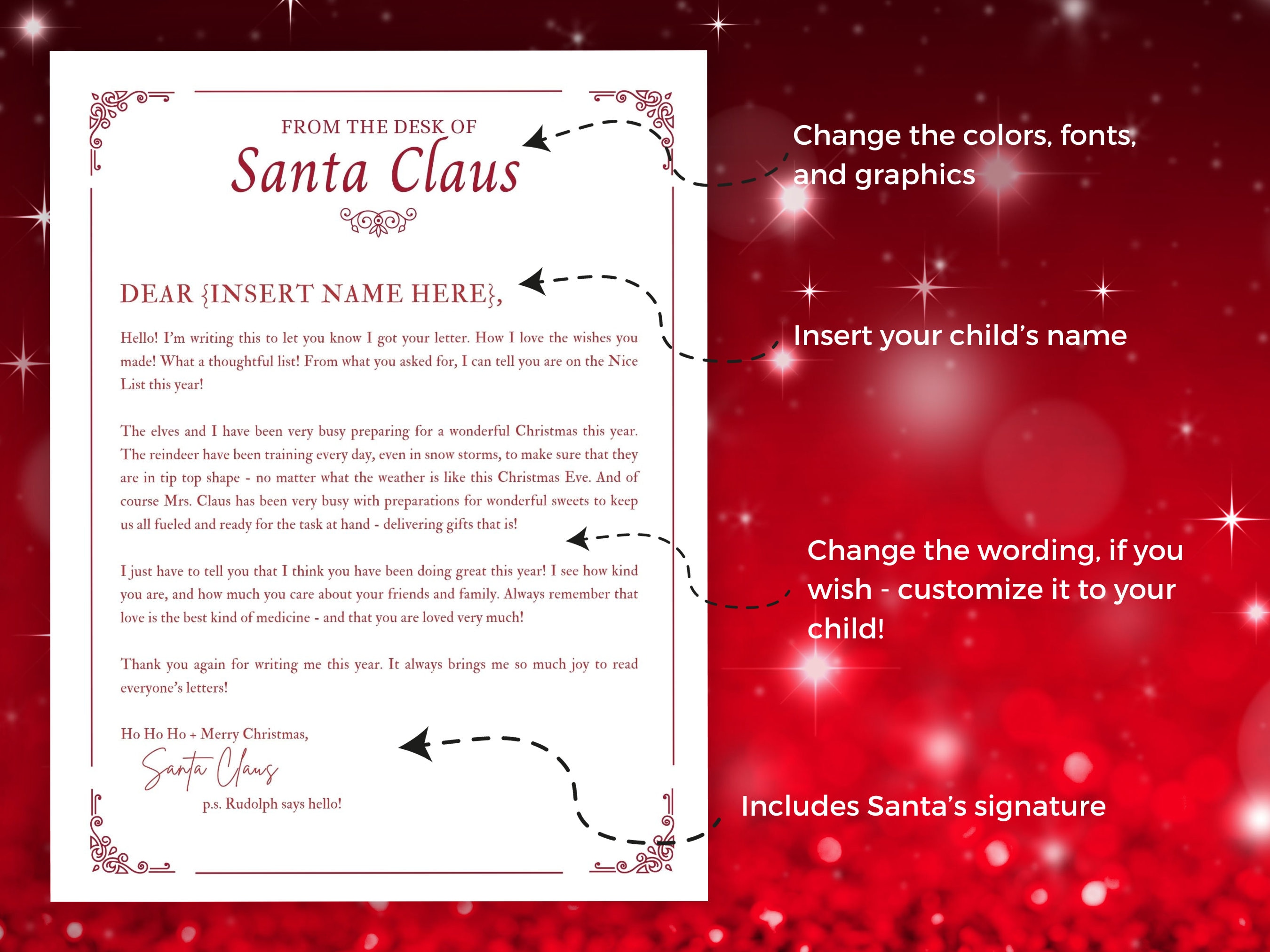 Editable Letter From Santa Instant Download Customizable Template Cute ...