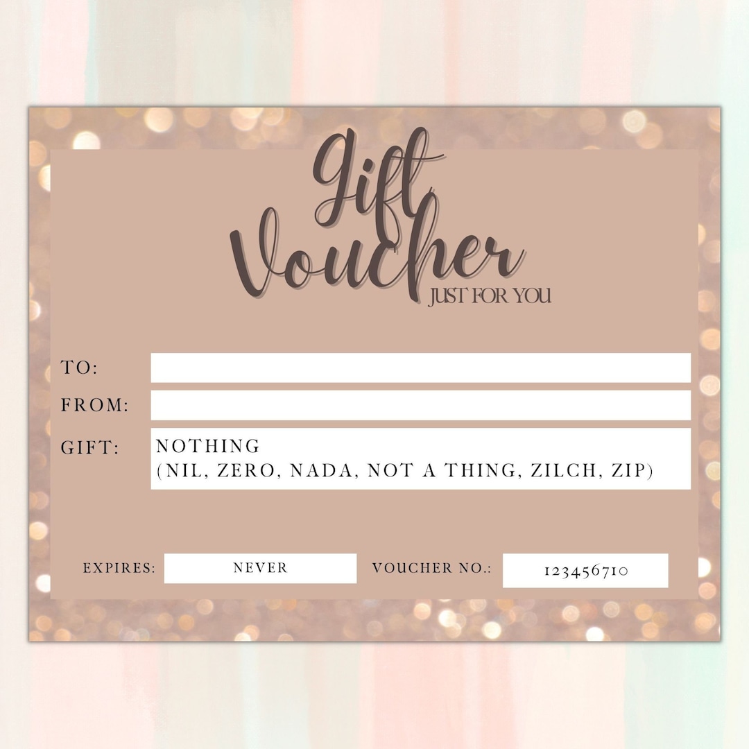 The Gift of Nothing Printable Gift Certificate Gag Gift - Etsy