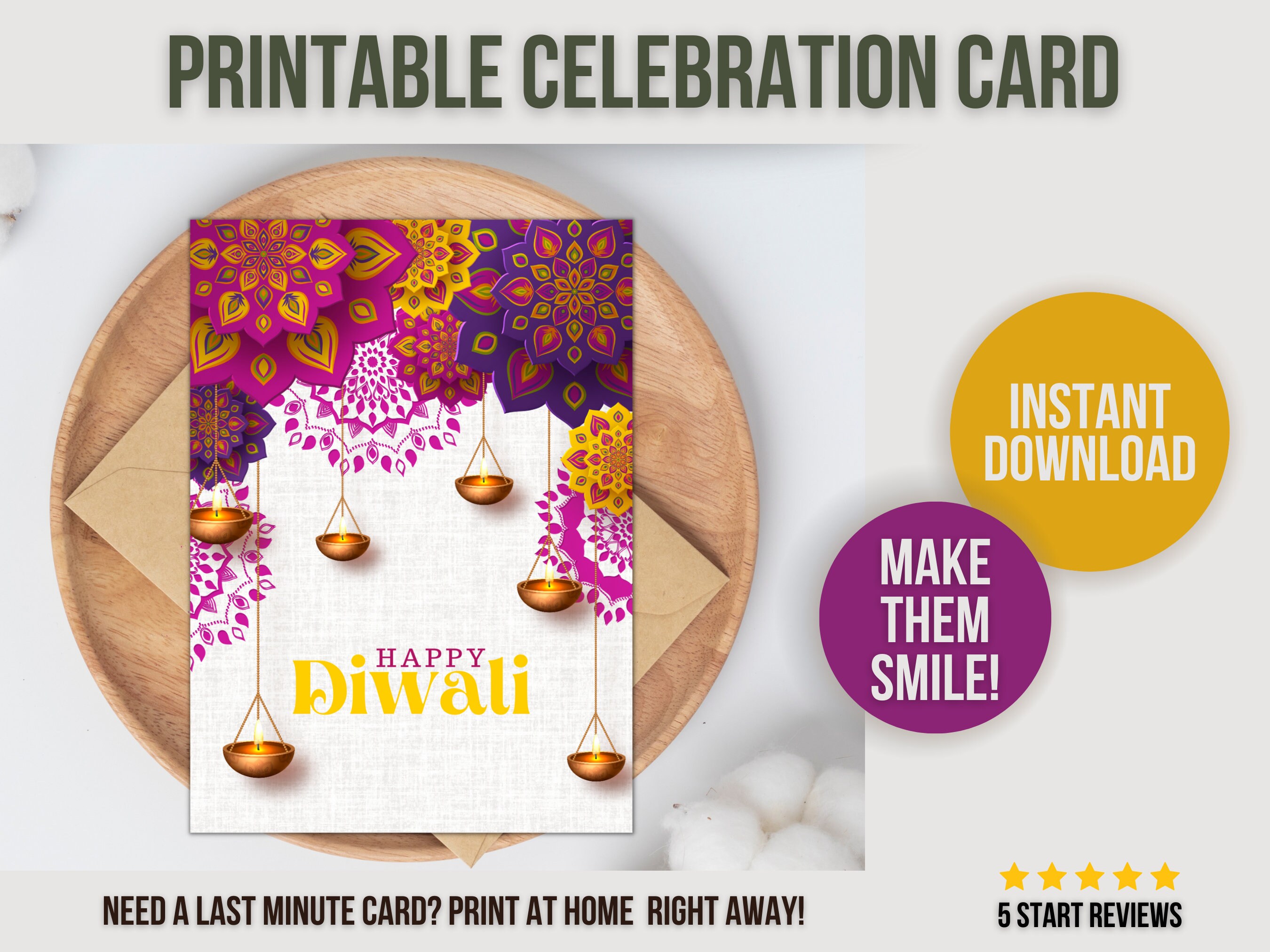 Printable Happy Diwali Card Printable Hindu Celebration Card Diwali ...