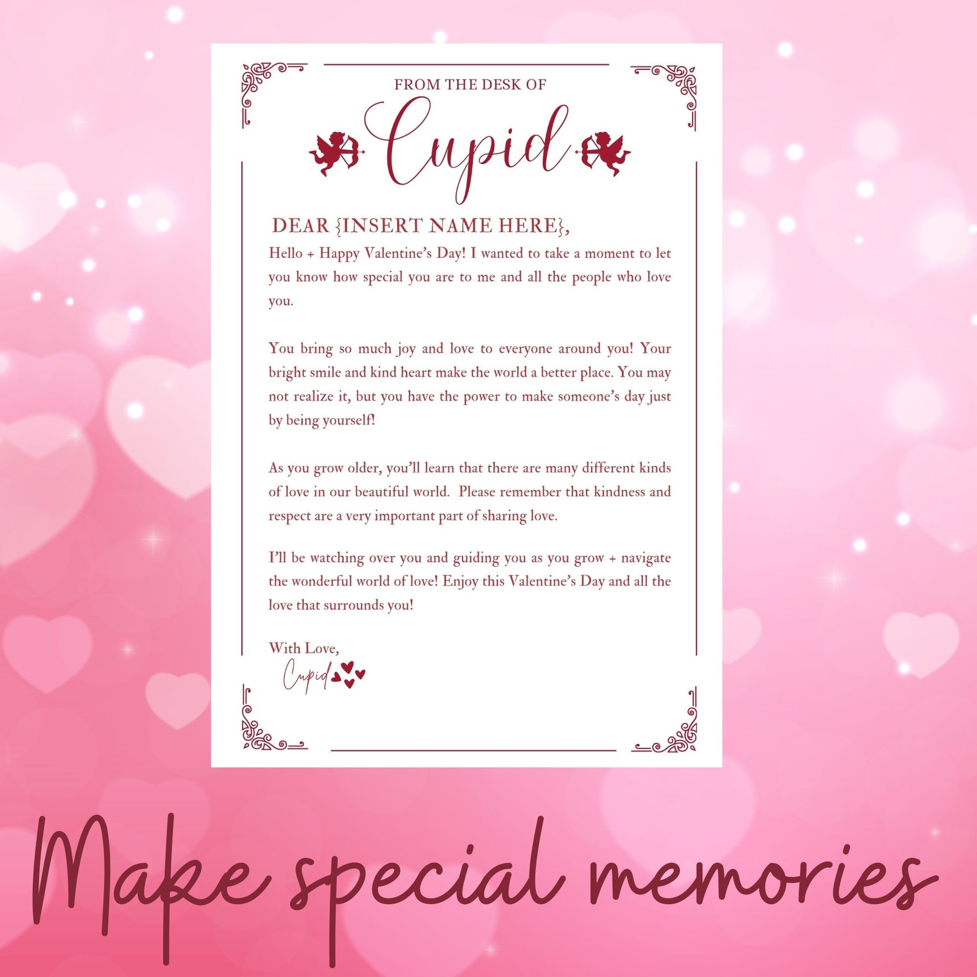Customizable Letter From Cupid Happy Valentine's Day Instant Download ...