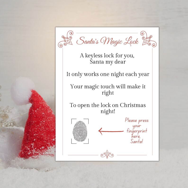 Cute Printable Santa's Magic Key Sign With Fingerprint Recognition ...
