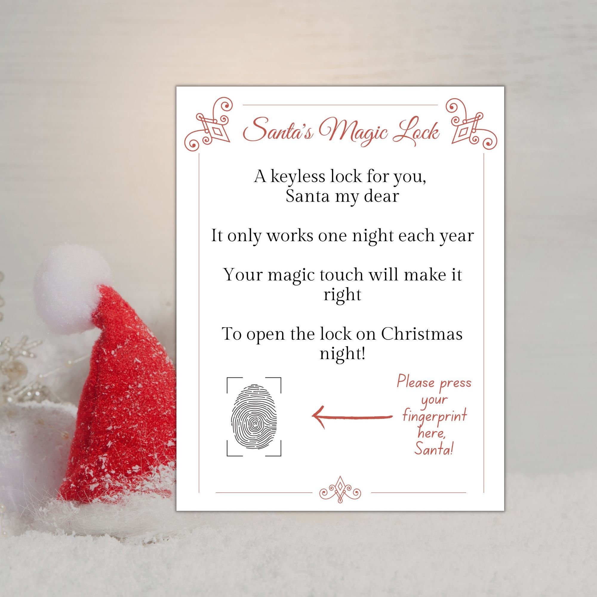 Cute Printable Santa's Magic Key Sign With Fingerprint Recognition ...