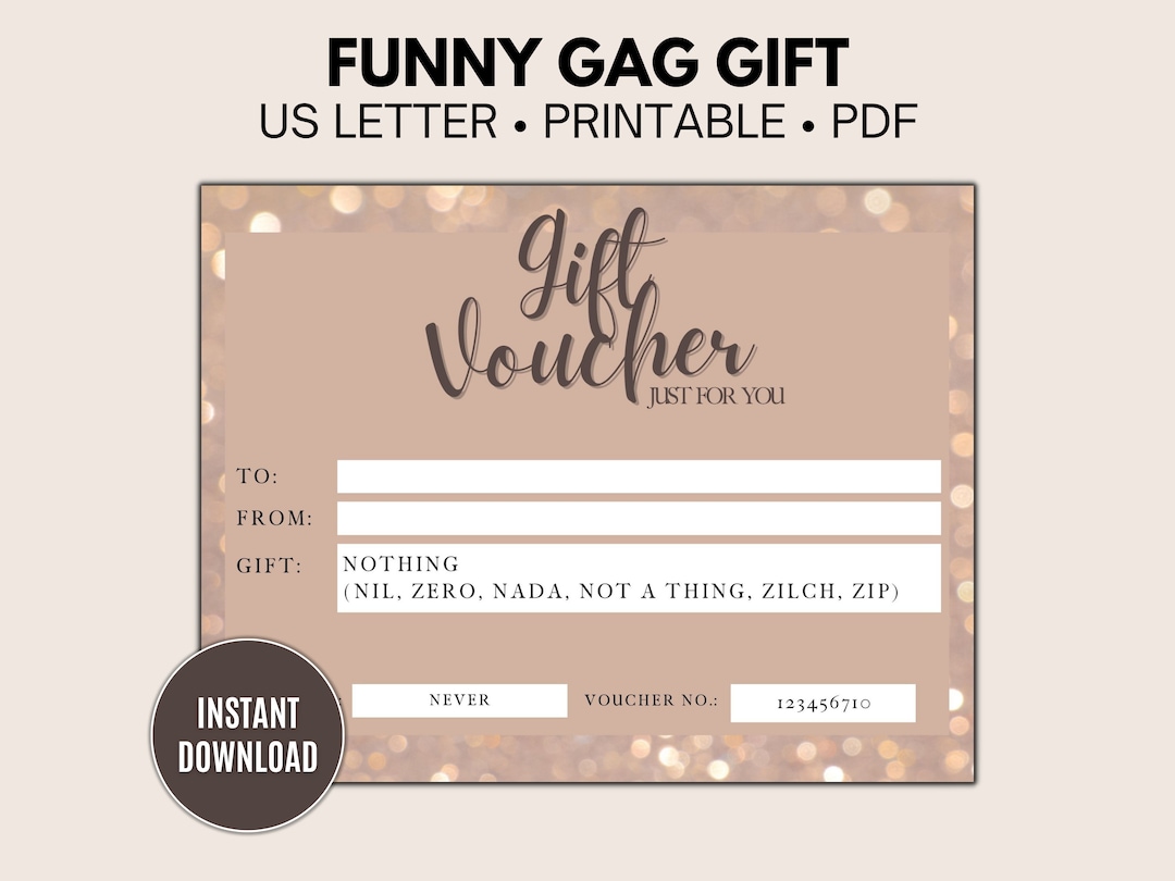 The Gift of Nothing Printable Gift Certificate | Gag Gift Custom ...