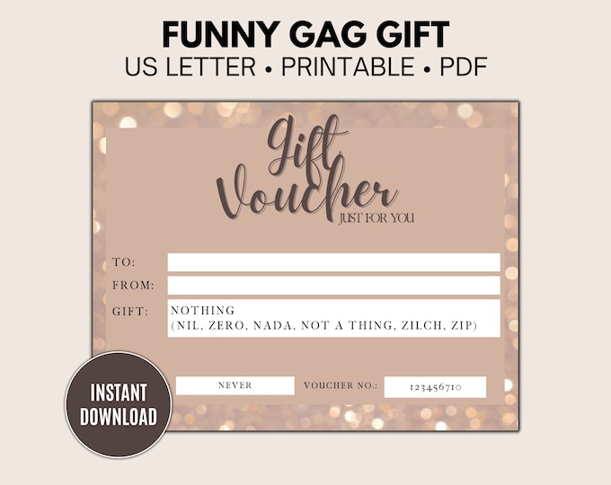 The Gift of Nothing Printable Gift Certificate Gag Gift Custom ...