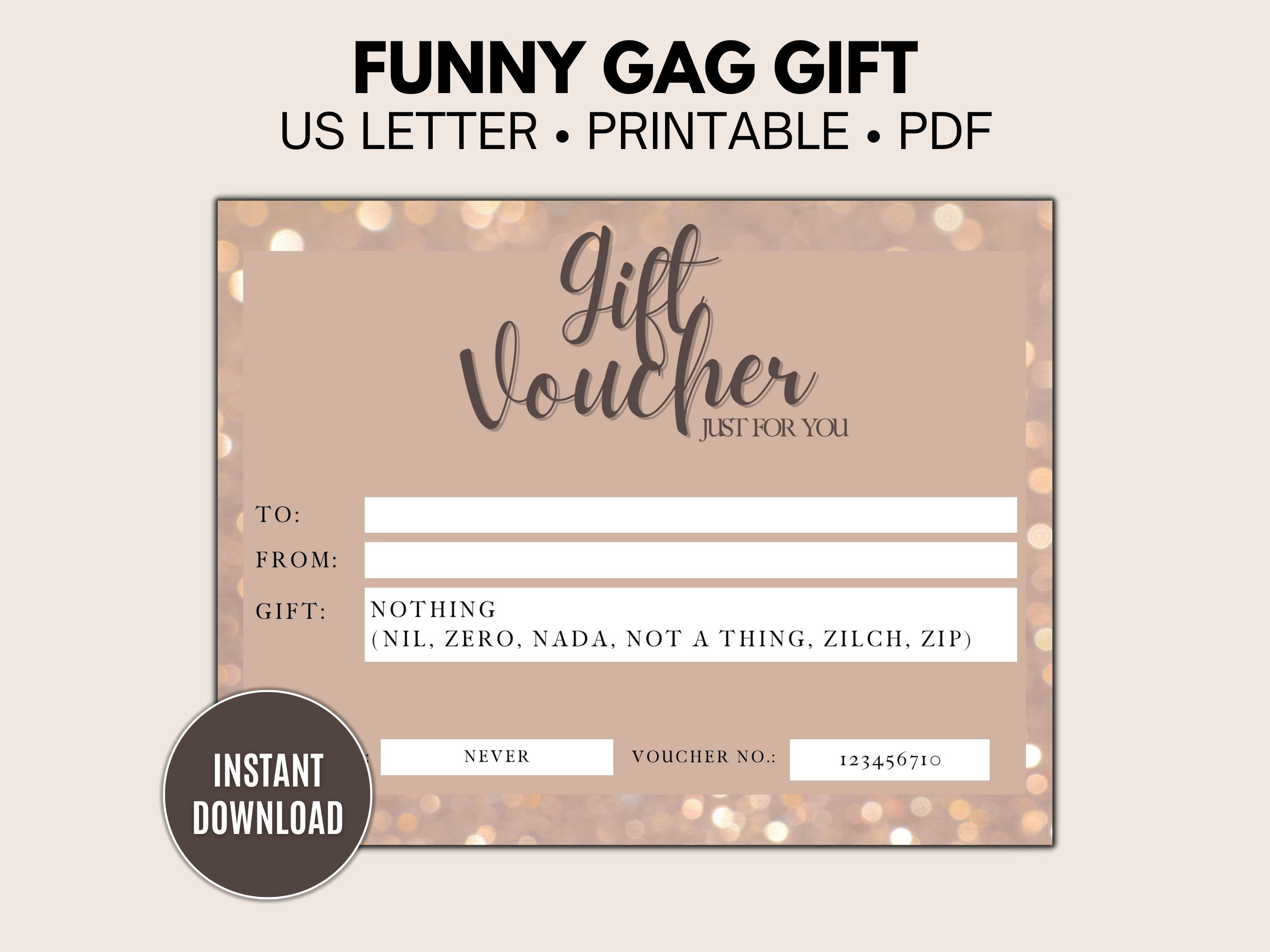 The Gift of Nothing Printable Gift Certificate | Gag Gift Custom ...