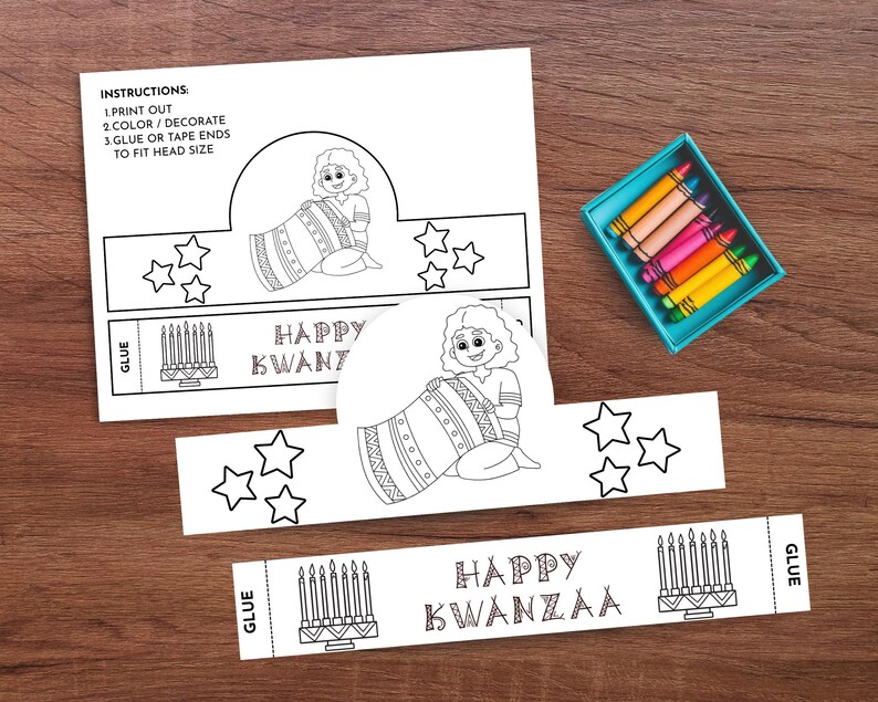 Kwanzaa Paper Crown Coloring Craft, Decorations, Happy Kwanzaa, Kinara ...