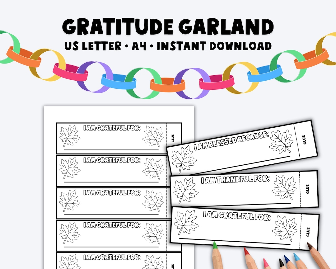 Gratitude Garland: Printable Thanksgiving Thankfulness Activity Banner ...