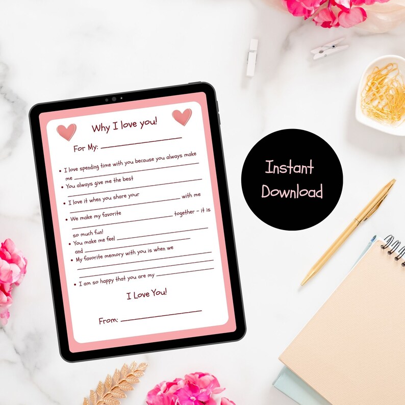 Why I Love You | Fill-in the Blanks Activity for Kids | Gift for ...