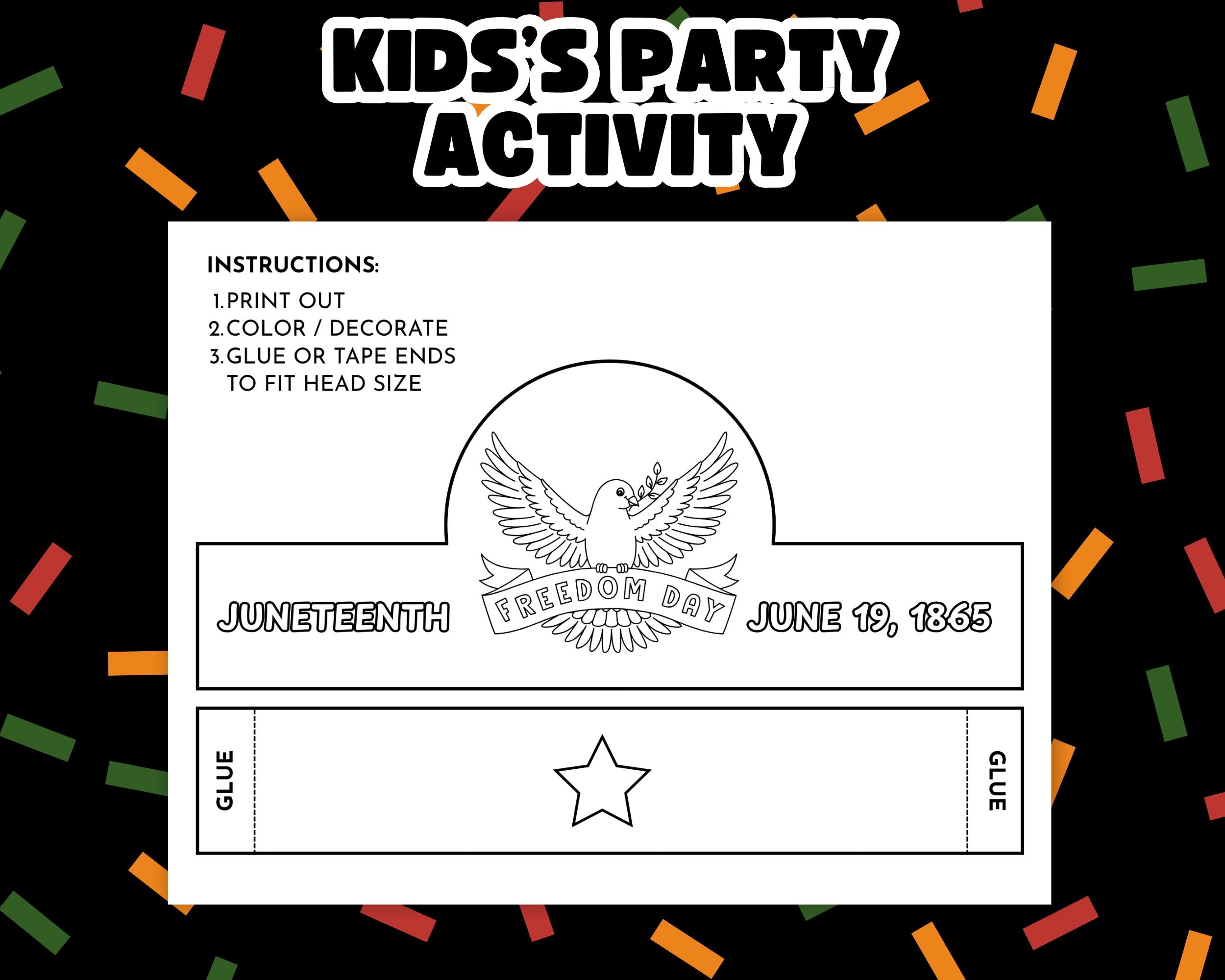 Juneteenth Paper Crown Coloring Craft, Juneteenth Party, Jubilee Day ...