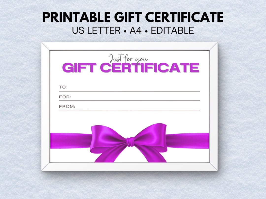 Coquette Bow Gift Certificate Custom Gift Certificate Customizable ...
