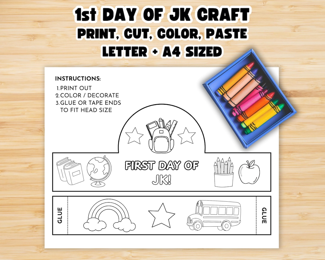 First Day of JK Junior Kindergarten Paper Crown Activity Headband First ...
