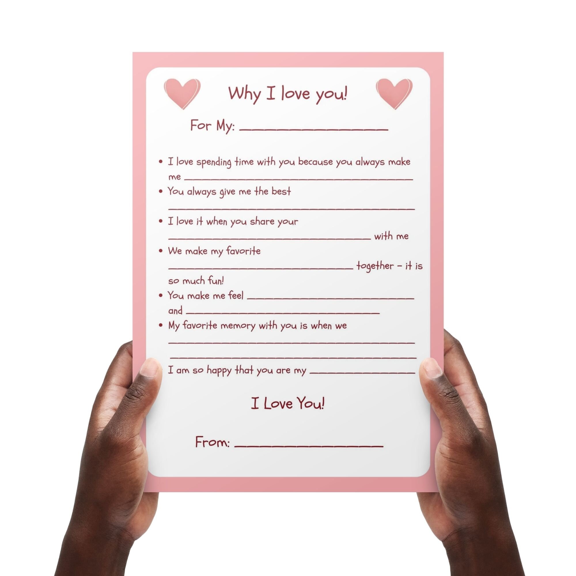Why I Love You | Fill-in the Blanks Activity for Kids | Gift for ...