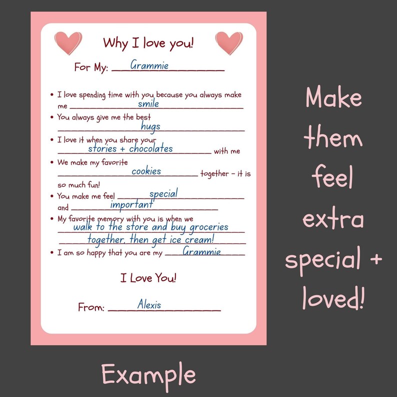 Why I Love You | Fill-in the Blanks Activity for Kids | Gift for ...