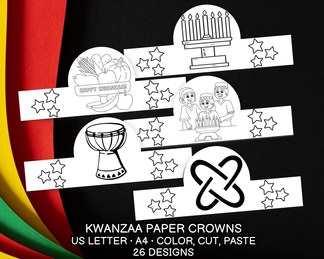 Kwanzaa Paper Crown Coloring Craft, Decorations, Happy Kwanzaa, Kinara ...