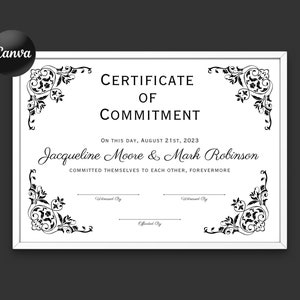 Gothic Commitment Ceremony Certificate Template Twin Flames Marriage ...