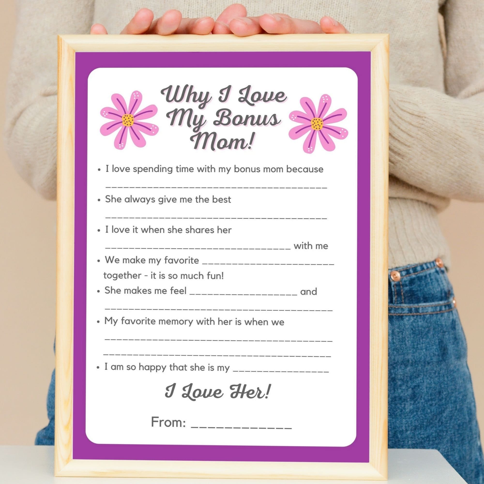 Why I Love You Template for Bonus Mom, Why I Love My Bonus Mom, Stepmom ...