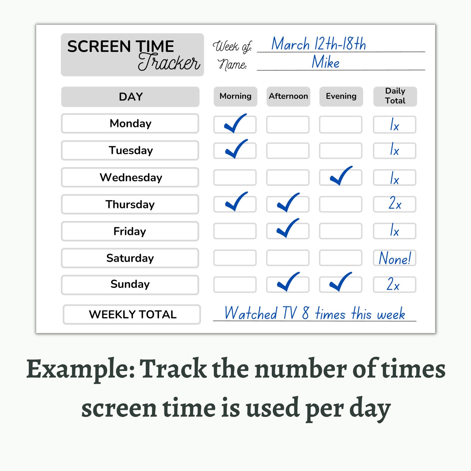 Simple Screen Time Tracker for Kids or Adults | Daily + Weekly Screen ...