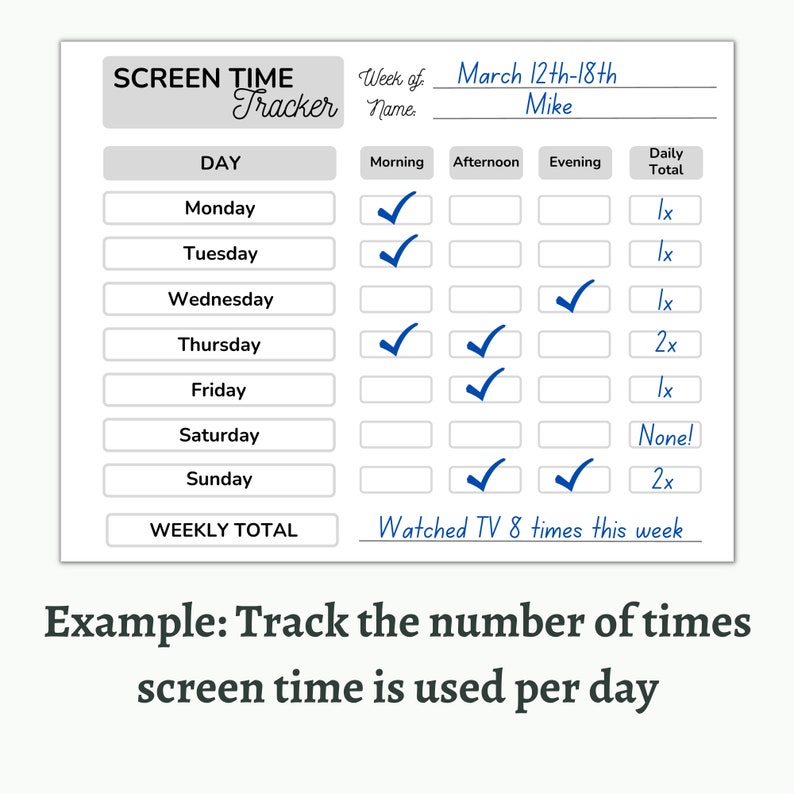 Simple Screen Time Tracker for Kids or Adults | Daily + Weekly Screen ...