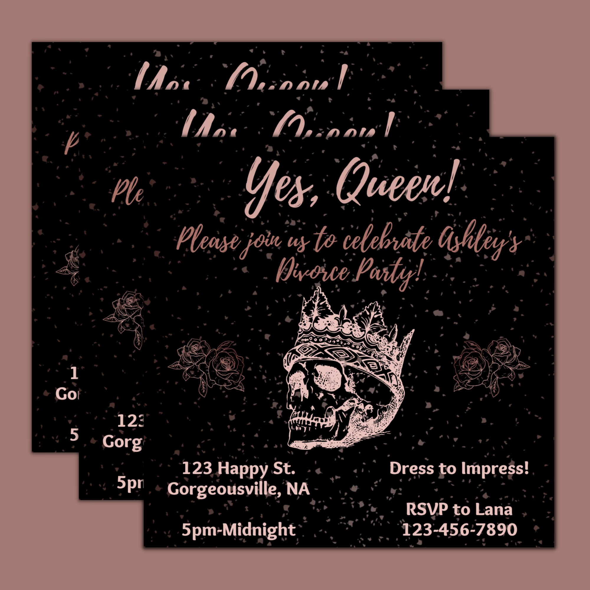 Printable Divorce Party Flyer in Rose Gold | Fully Editable Divorce ...