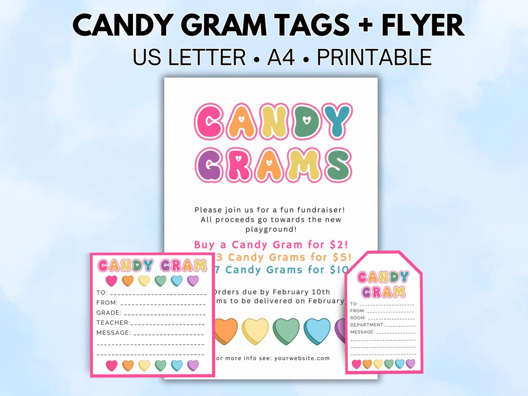 Valentine's Day Candy Gram Fundraiser Bundle, Fundraiser Flyer, Candy ...