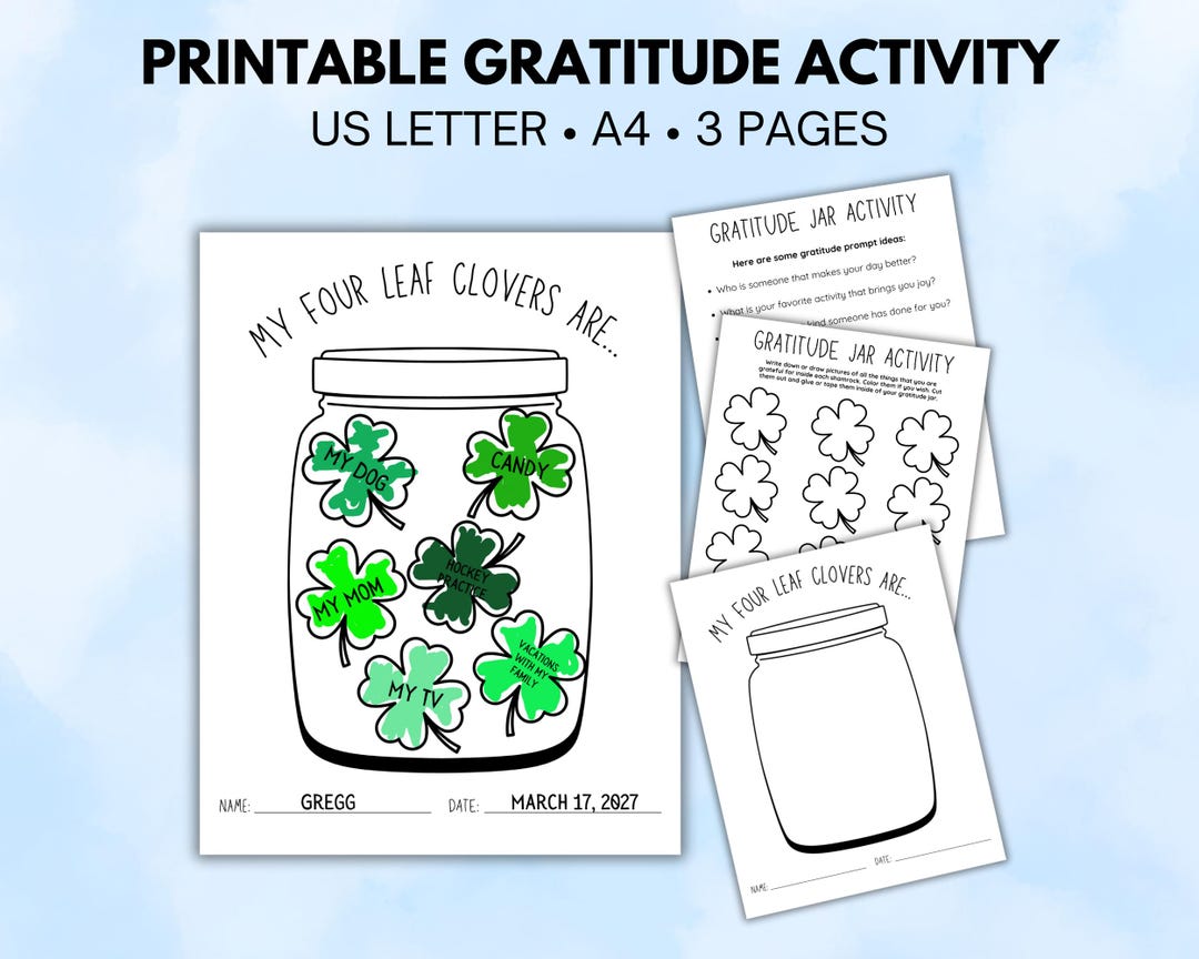 Kids Gratitude Classroom Activity March Bulletin Board "my 4 Leaf ...