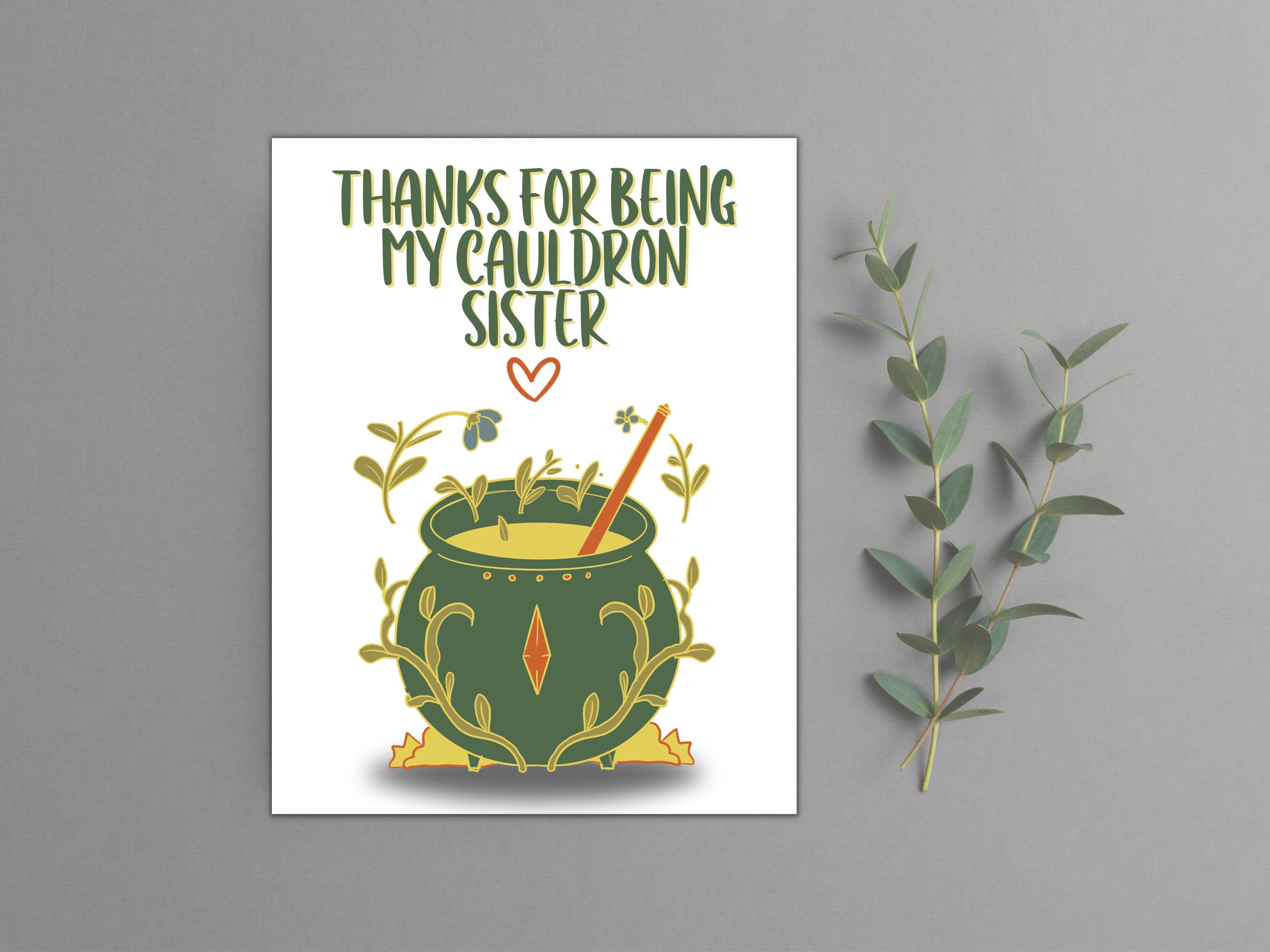 Cauldron Sister Card Samhain Card Green Witches Cauldron Card - Etsy