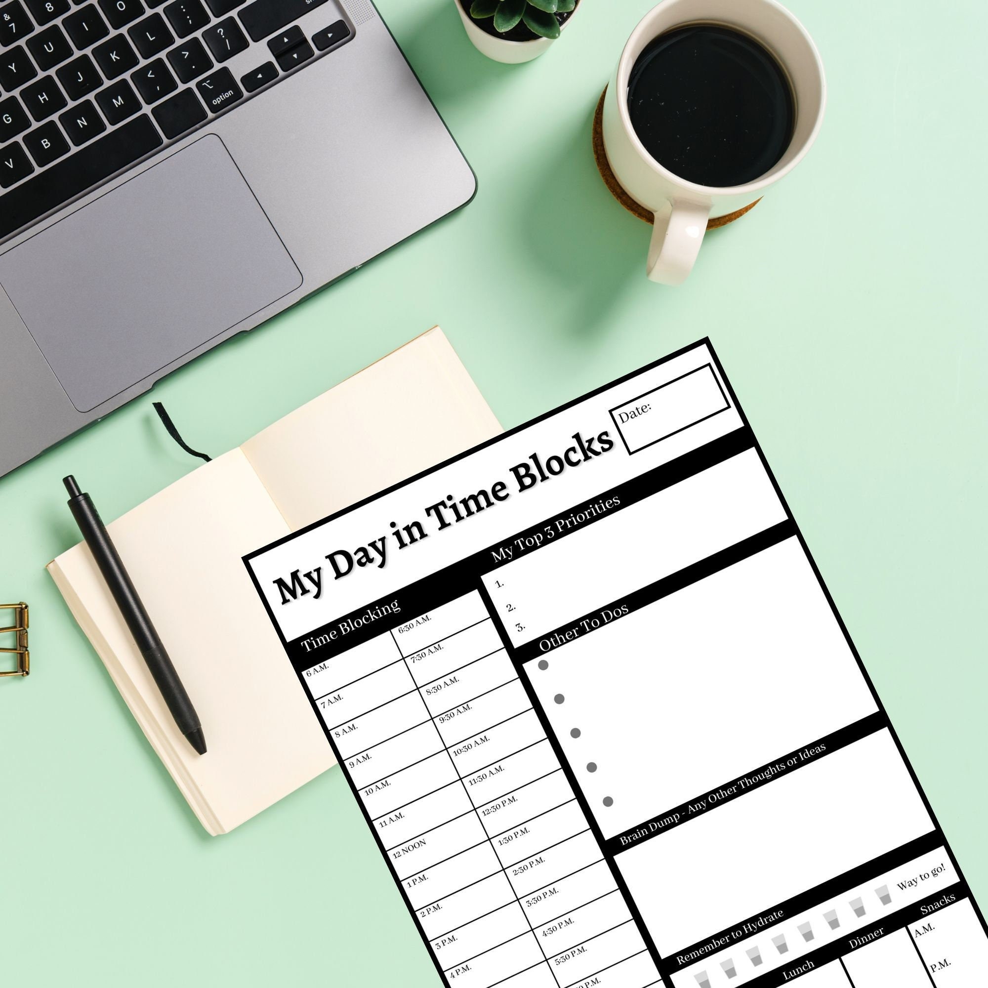 Printable Daily Time Block Planner Professional to Do List Time Blocker ...