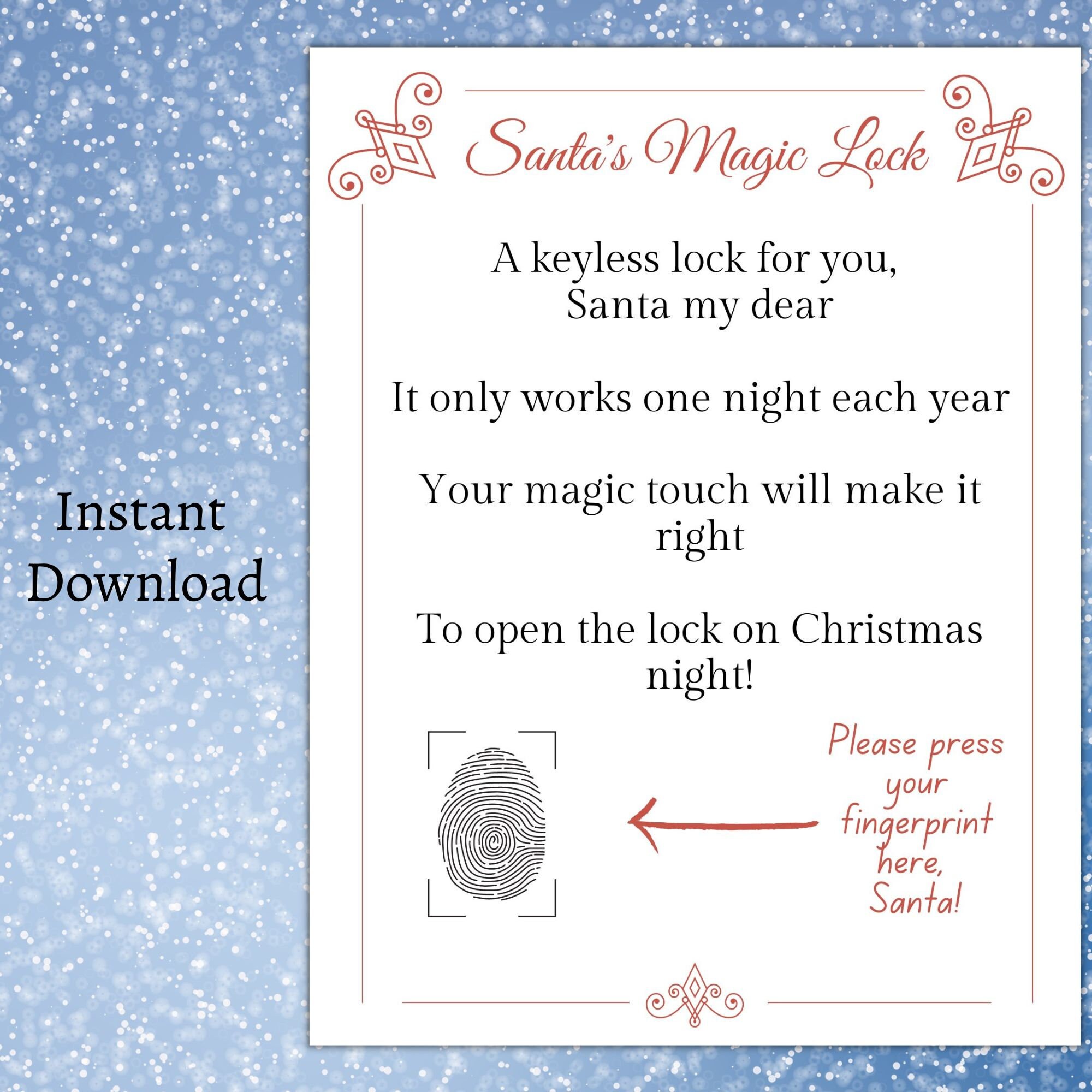 Cute Printable Santa's Magic Key Sign With Fingerprint Recognition ...