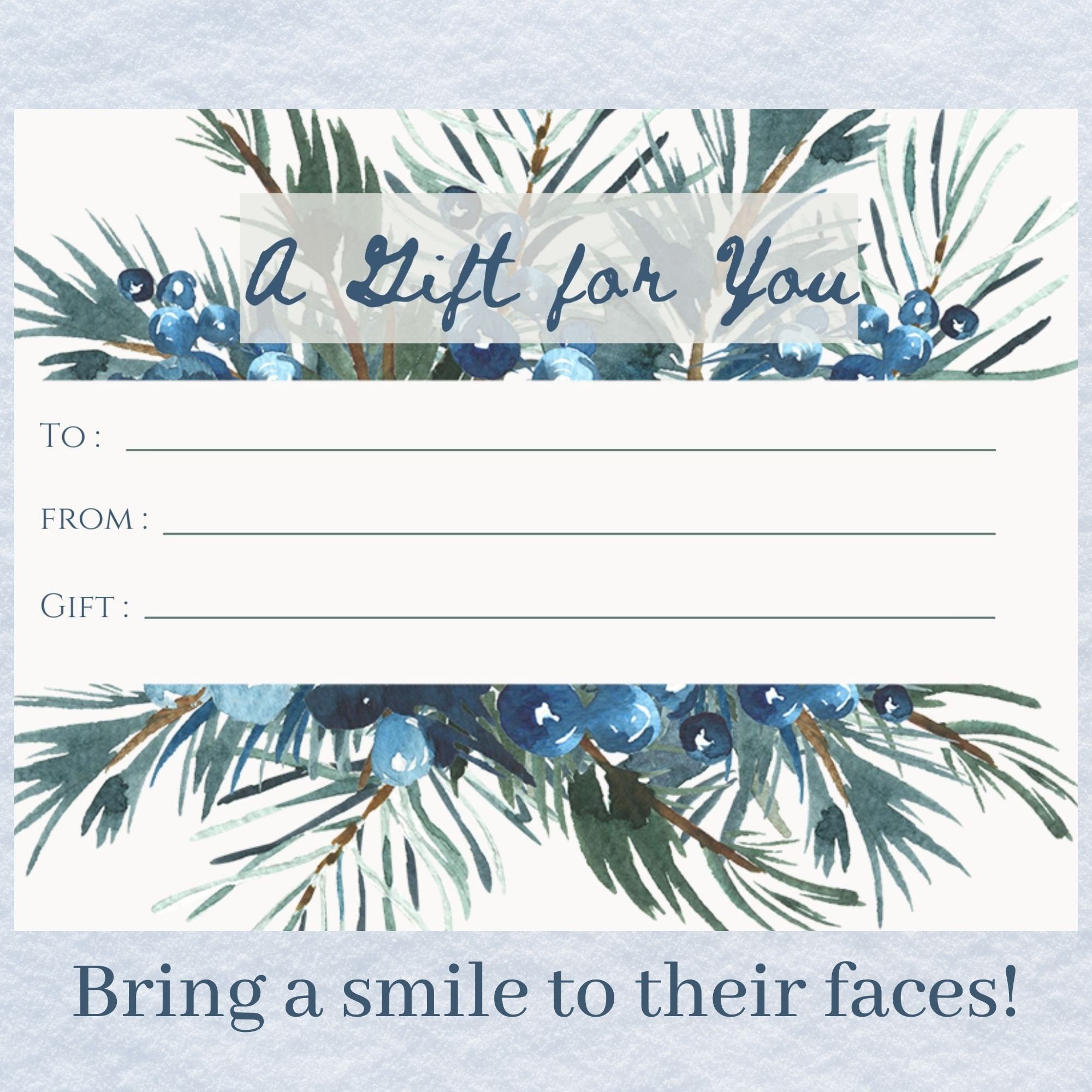 Minimalist Printable Gift Certificate Custom Gift Certificate Blue ...