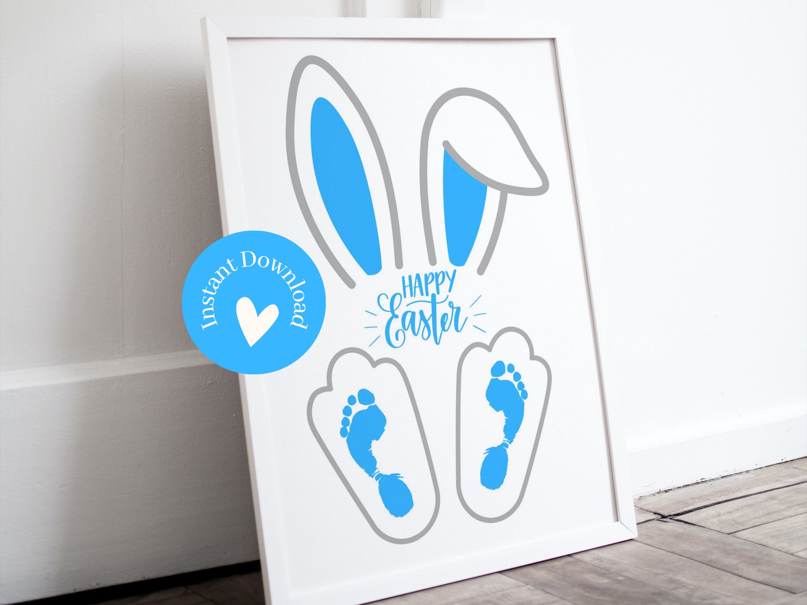 Easter Bunny Handprint Craft Footprint Art Happy Easter Cute Rabbit ...