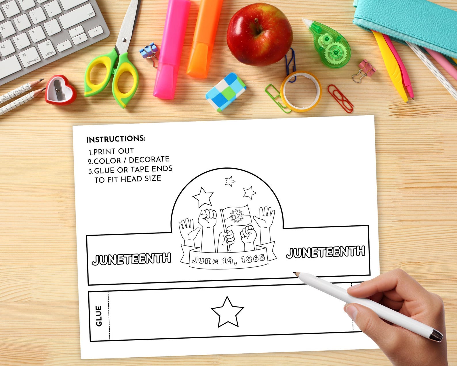 Juneteenth Paper Crown Coloring Craft, Juneteenth Party, Jubilee Day ...