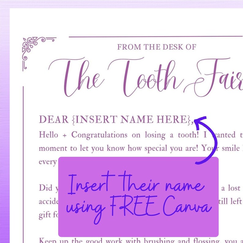 Customizable Letter From the Tooth Fairy Misplaced Tooth No Money ...
