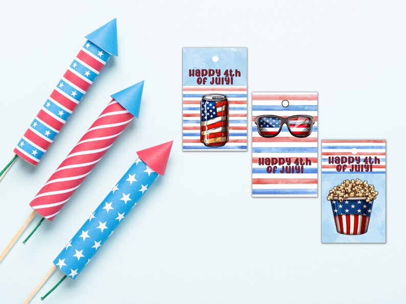 Printable 4th of July Favor Tags 4th of July Cupcake Toppers Indepence ...