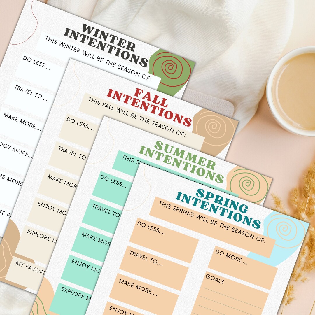 Year Round Intention Manifestation Pages With Matching Goal Trackers ...