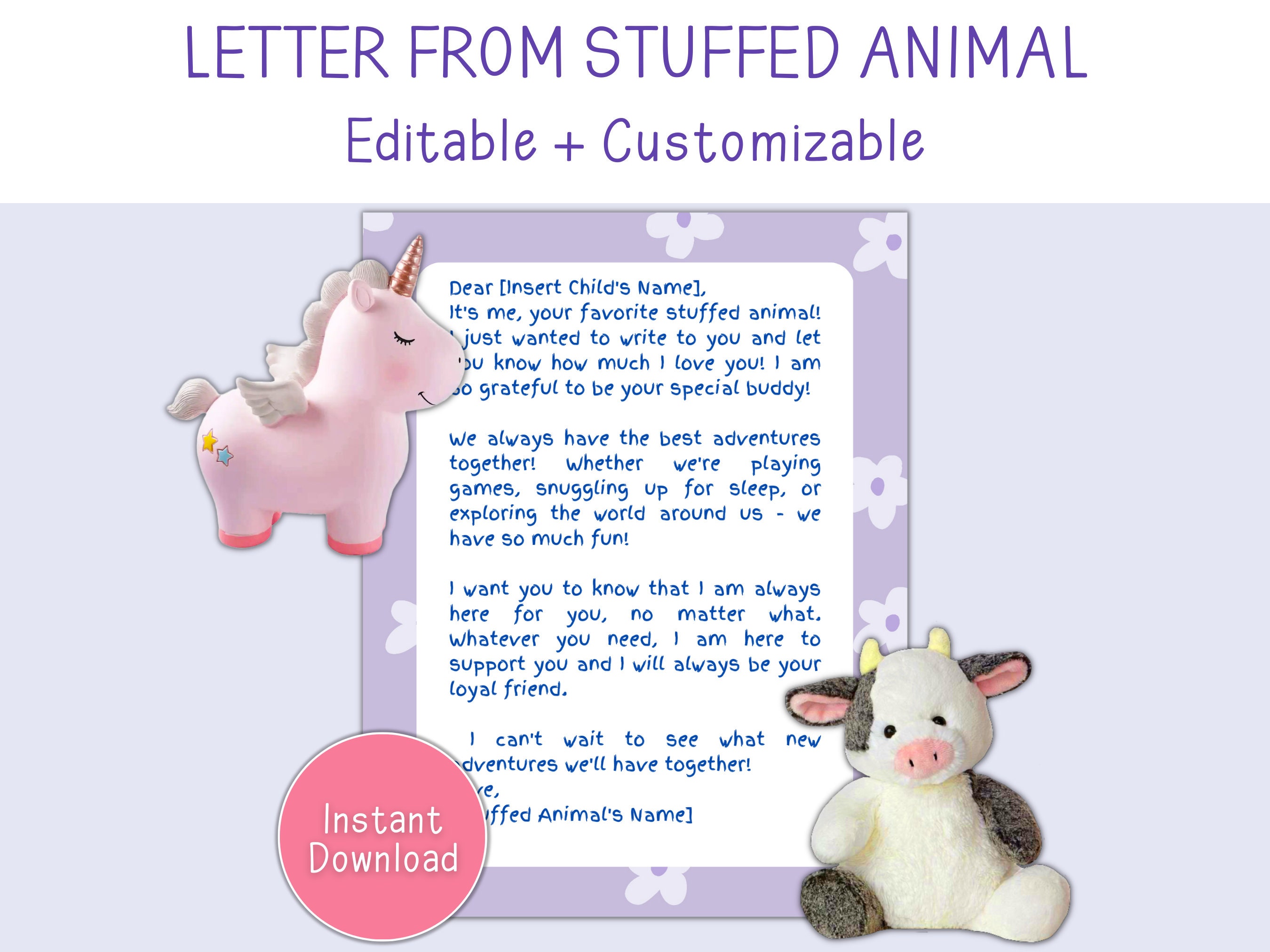 Customizable Letter From Favorite Stuffed Animal or Doll Note From Your ...