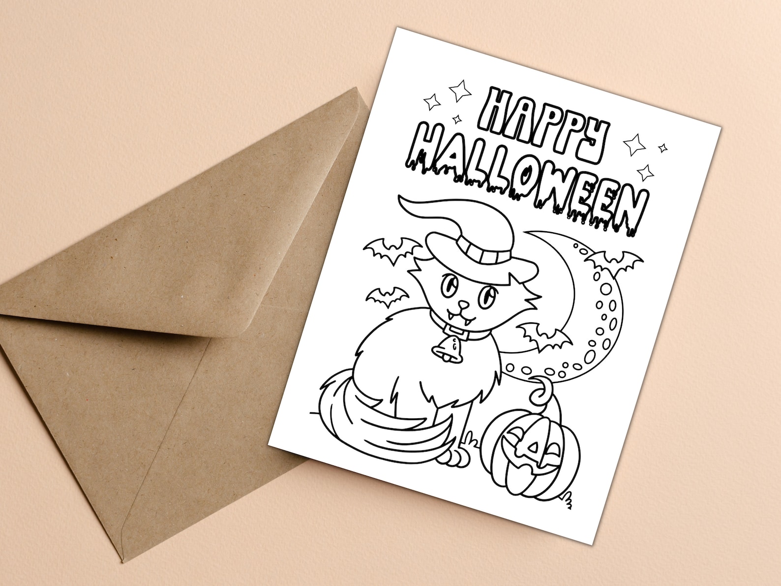 Halloween Coloring Card Bundle DIY Halloween Treat Crayon Coloring Card ...