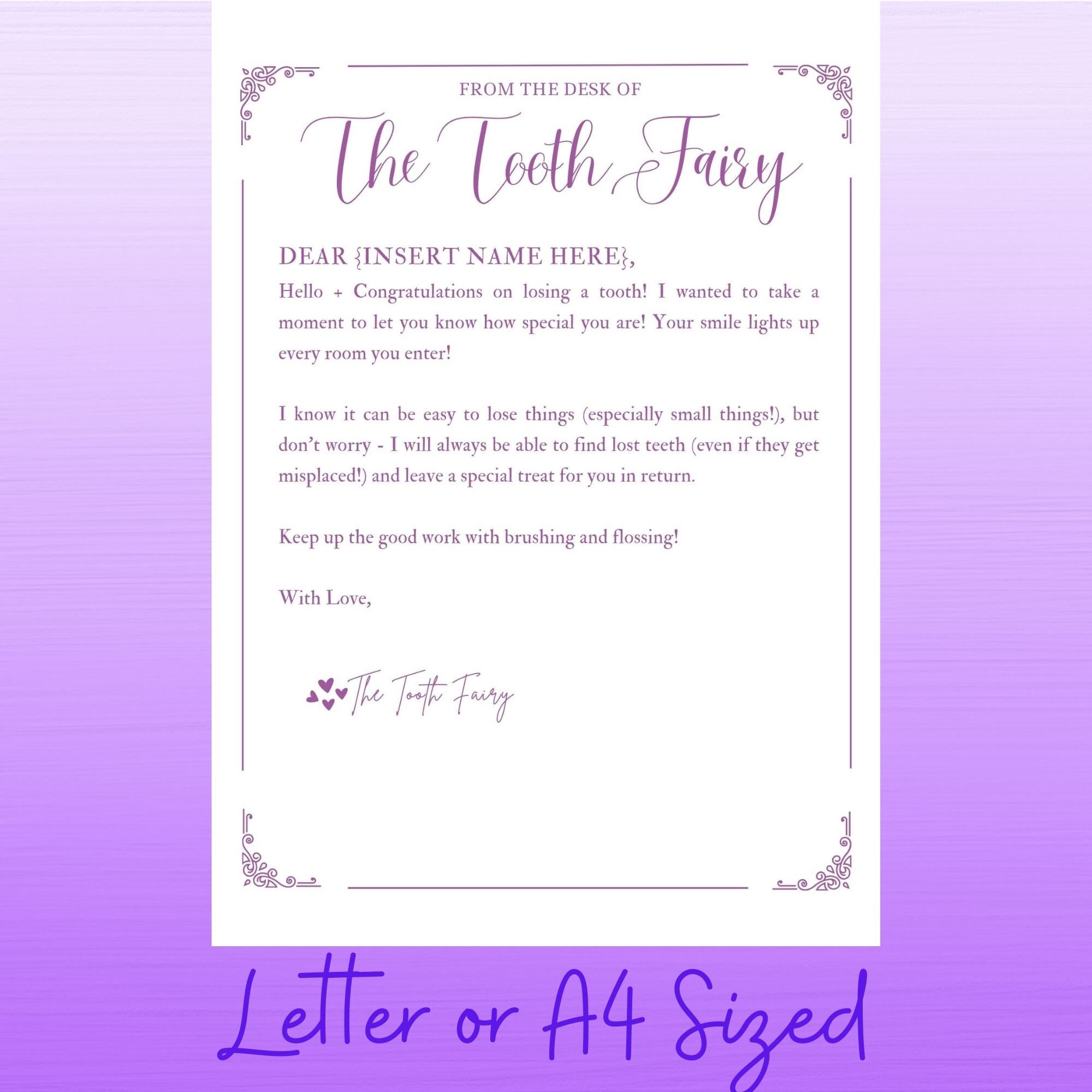 Customizable Letter From the Tooth Fairy Misplaced Tooth No Money ...