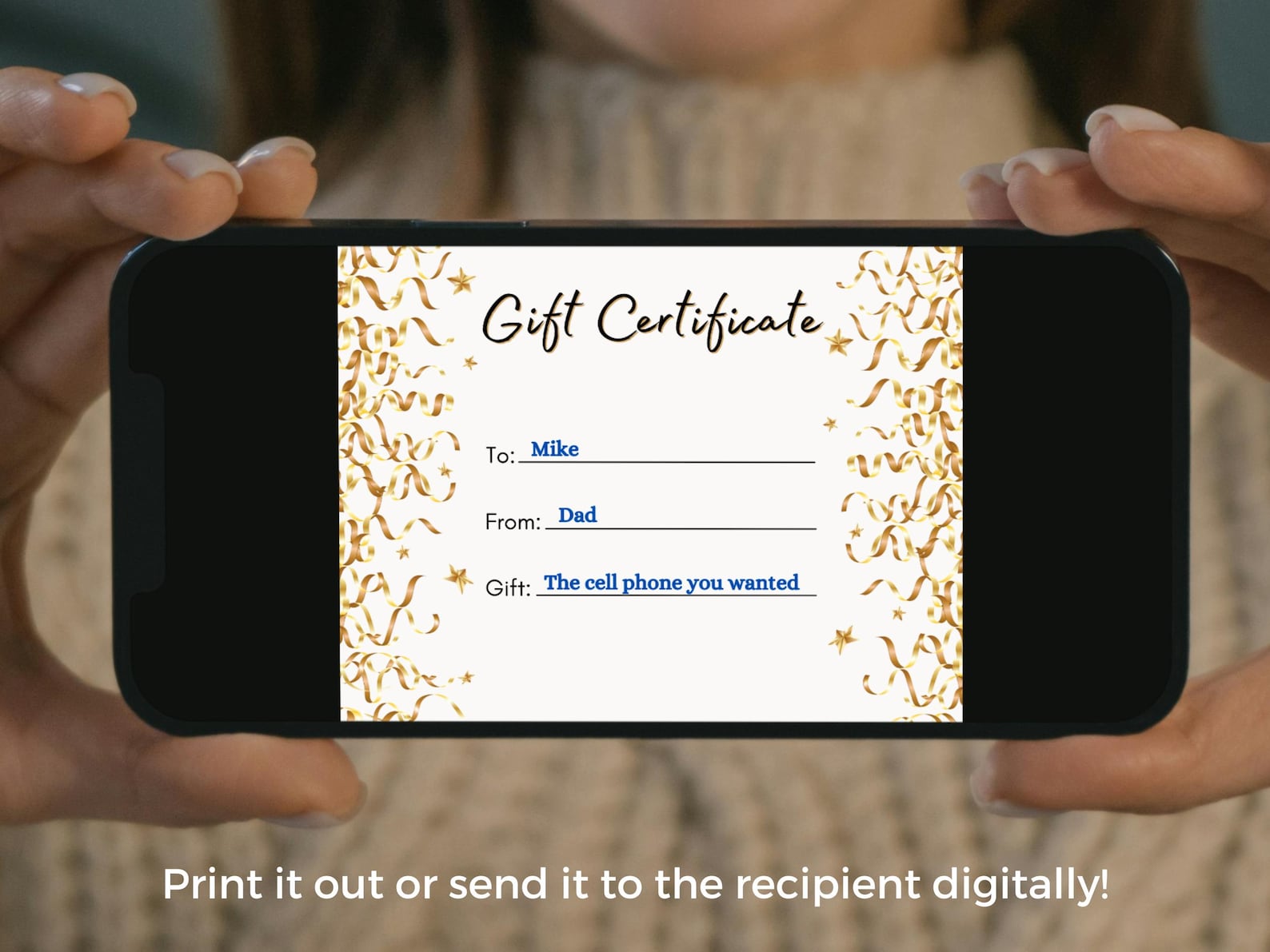Printable Gift Certificate Custom Gift Certificate Customizable ...
