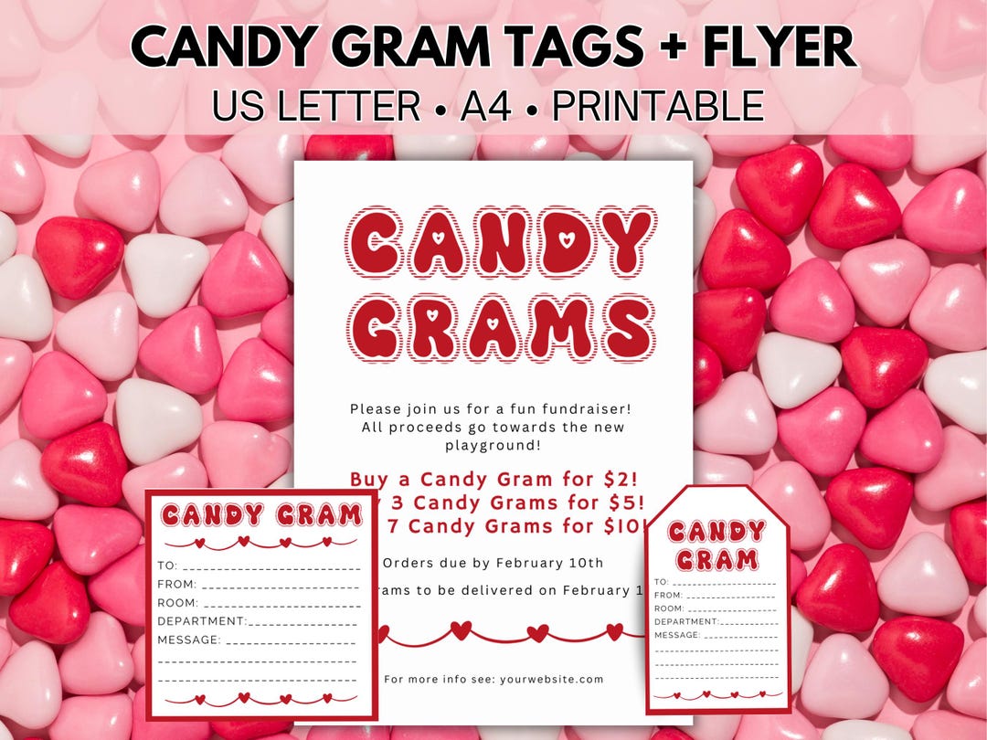 Valentine's Day Candy Gram Fundraiser Bundle, Fundraiser Flyer, Candy ...