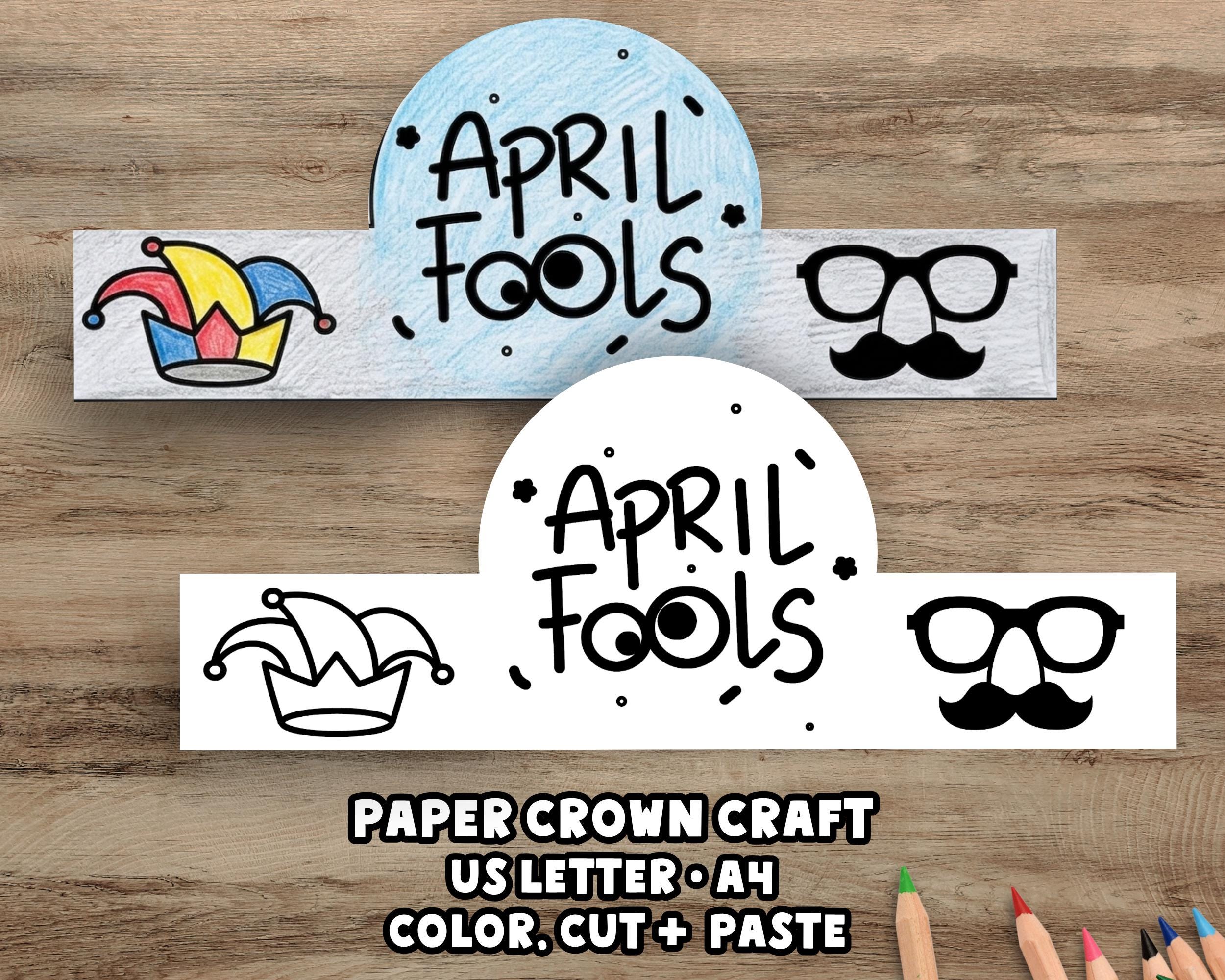 April Fools Day Paper Crown Coloring Craft for Kids: April 1st Activity ...