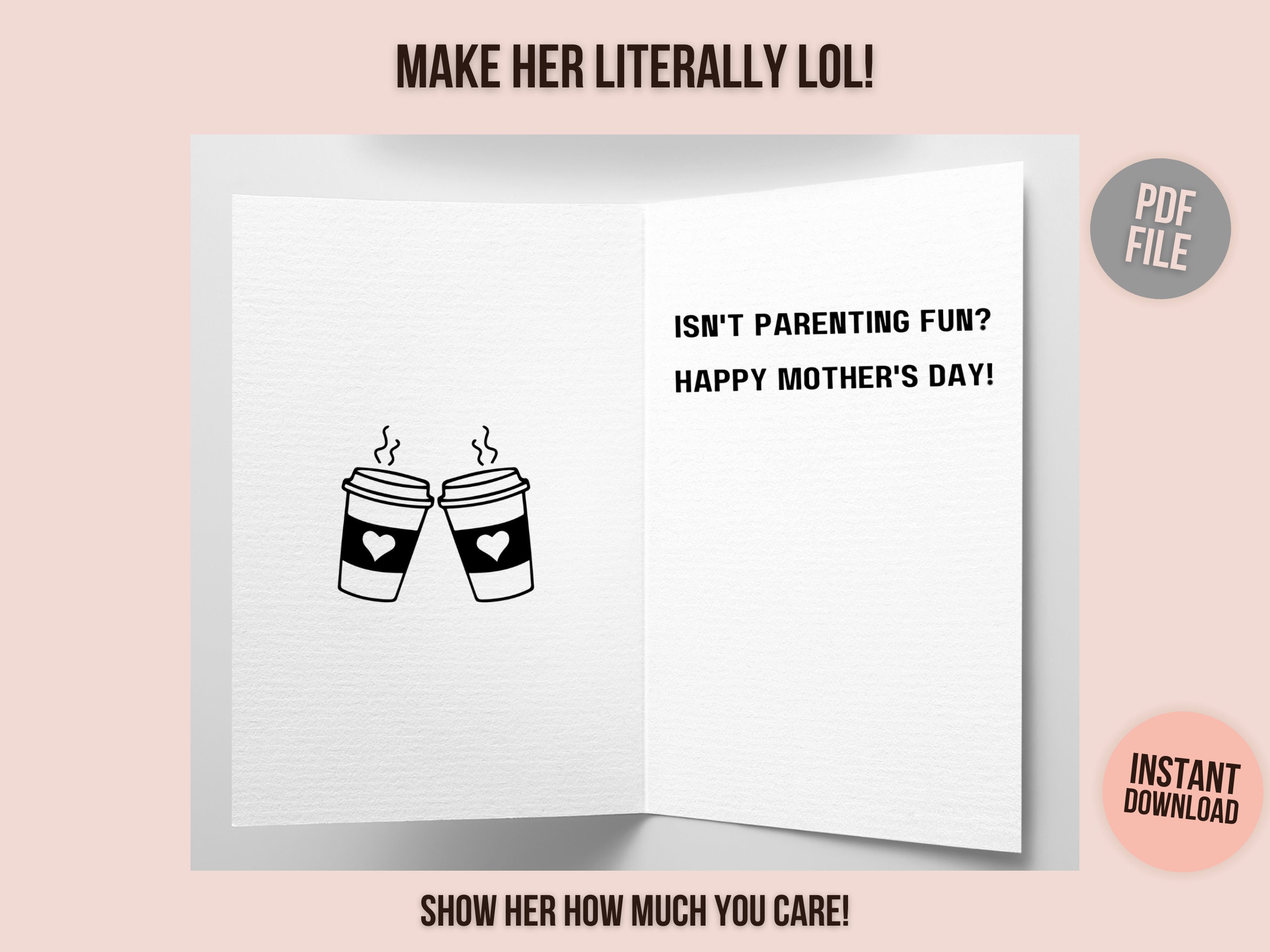 Printable Funny Mother's Day Card | Last Minute Mother's Day Card | 1st ...