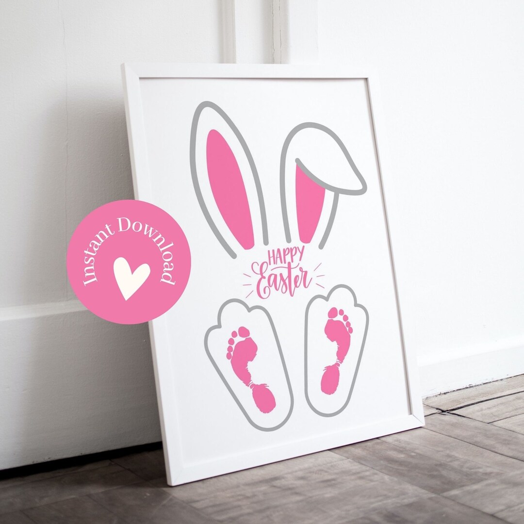 Easter Bunny Handprint Craft Happy Easter Cute Rabbit Toddler Foot ...