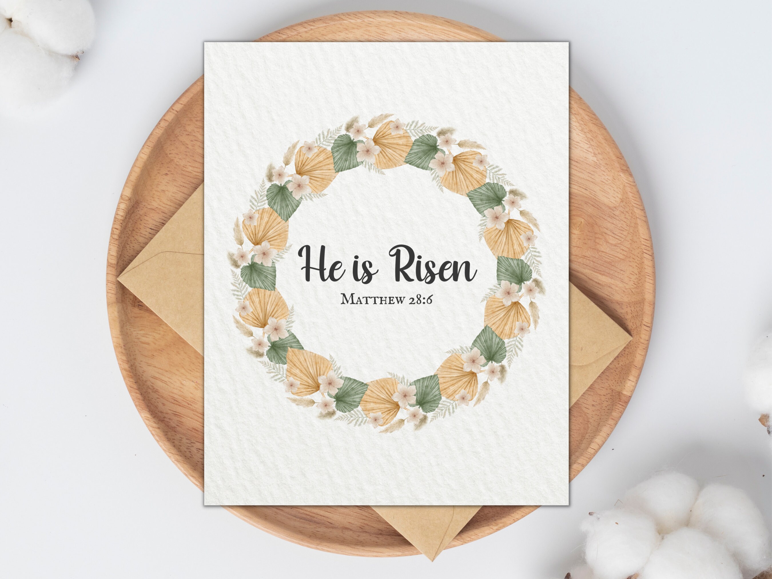 Printable He is Risen Matthew 28:6 Card Easter Card Bible Verse Card ...