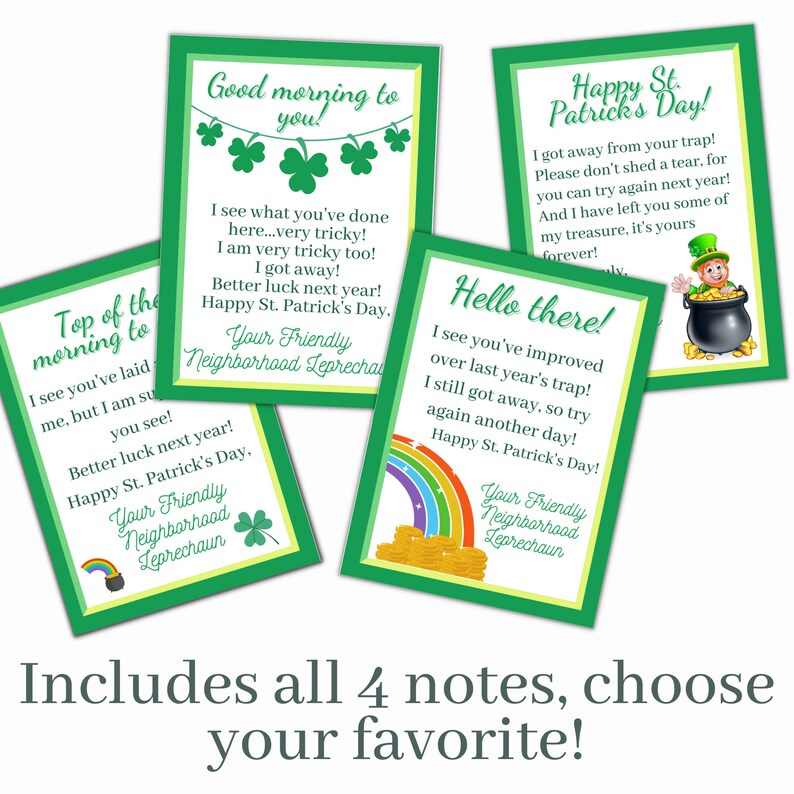 Printable Leprechaun Notes Leprechaun Trap Note From Your Friendly ...