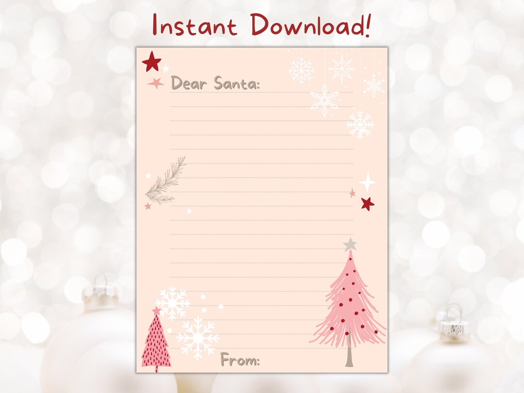 Kids Christmas List Dear Santa Letter to Santa Wishlist Template ...
