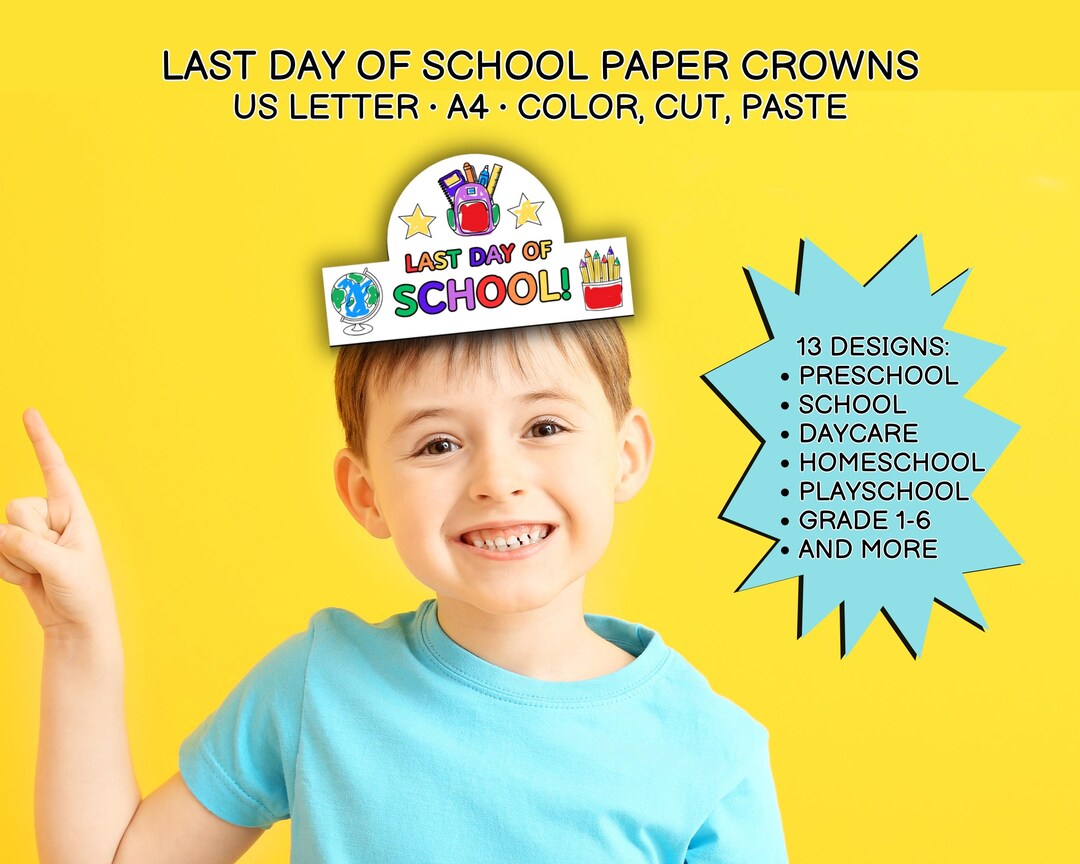 Last Day of School Activity Paper Headband Crown Last Week of School ...