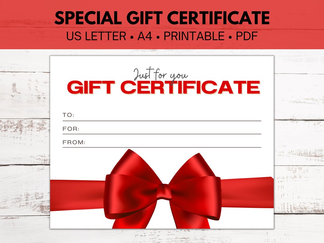 Printable Gift Certificate Custom Gift Certificate Christmas Special ...