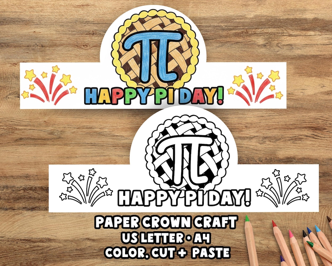 Pi Day Paper Crown Coloring Craft: Happy Pi Day Activity, Math ...