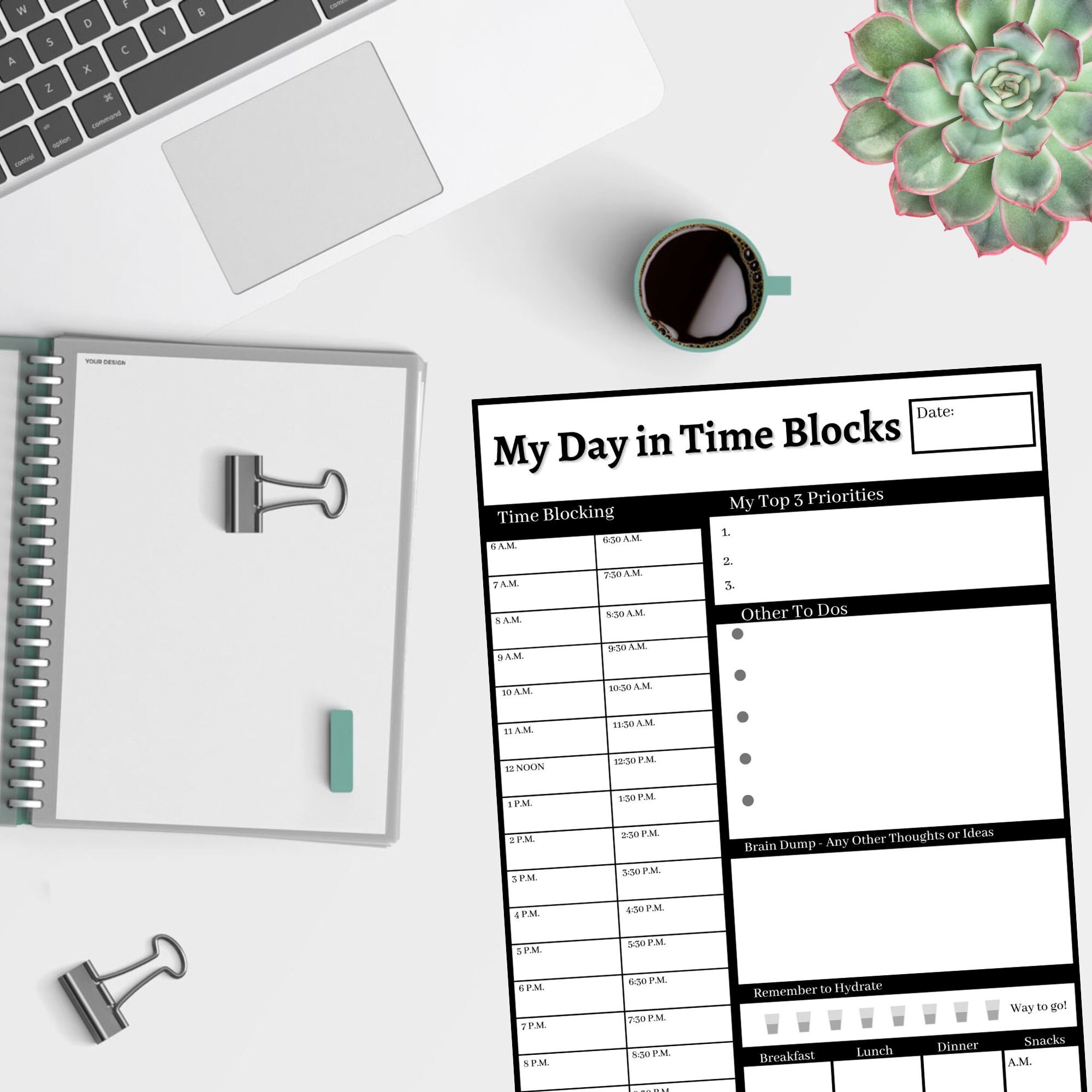 Printable Daily Time Block Planner Professional to Do List Time Blocker ...